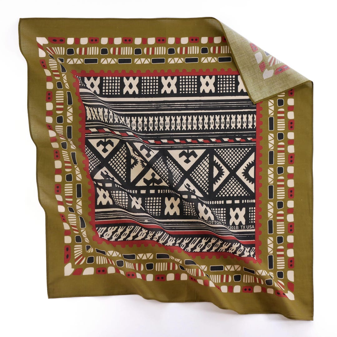Army Green Earthy Ethnic Cotton Bandana Original Design Thin Breathable ...