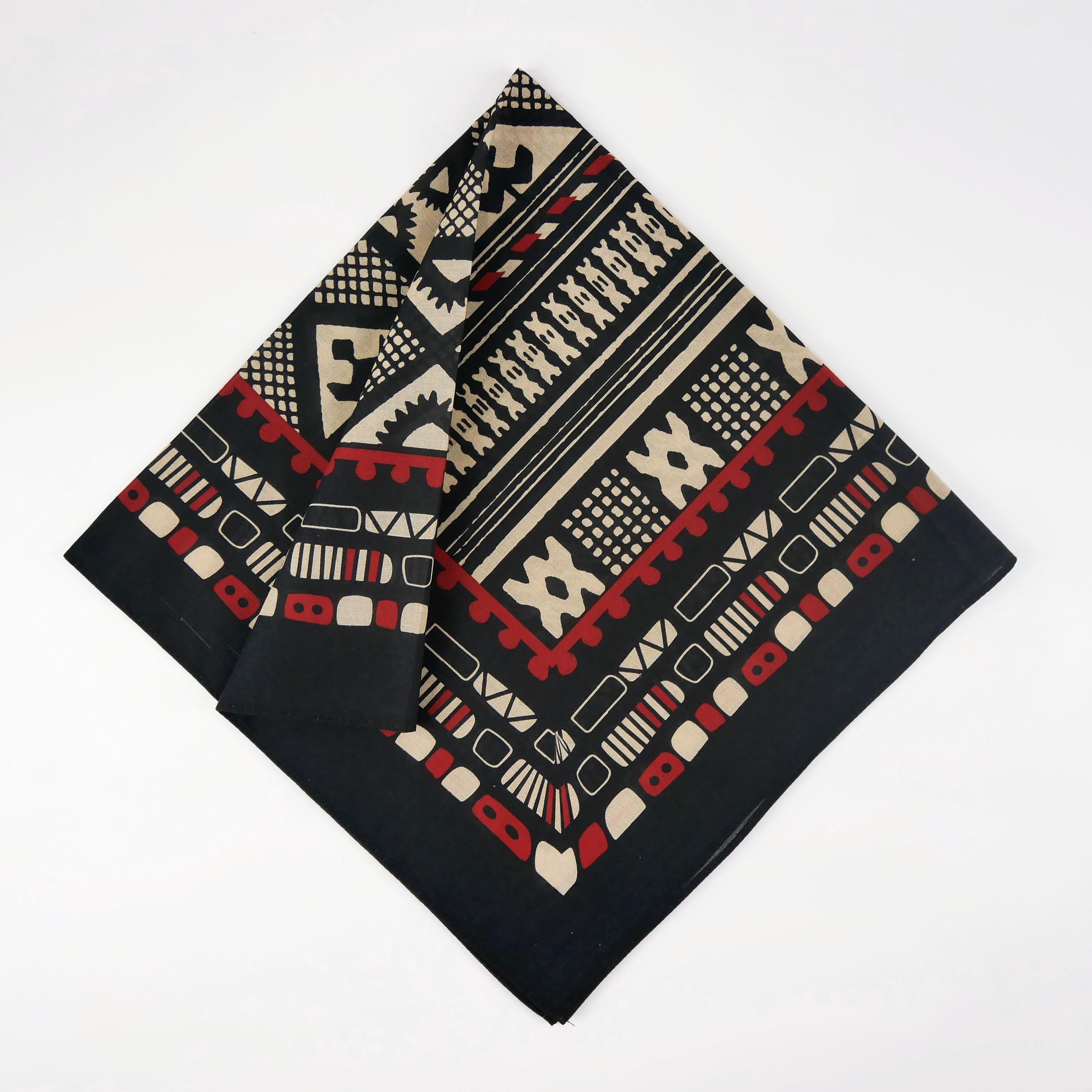 Earthy Ethnic Black Burgundy Beige Cotton Bandana Original Design ...