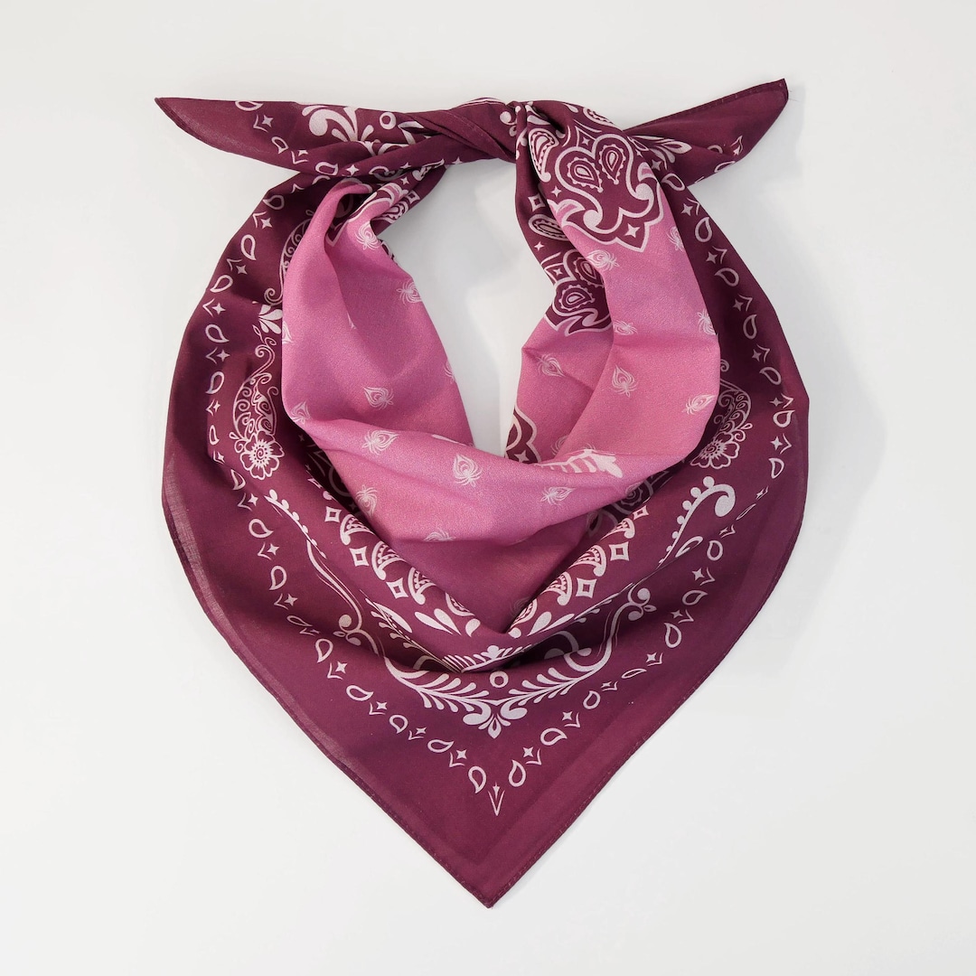 Pink Burgundy Paisley Combed Cotton Voile Bandana Originally Designed ...