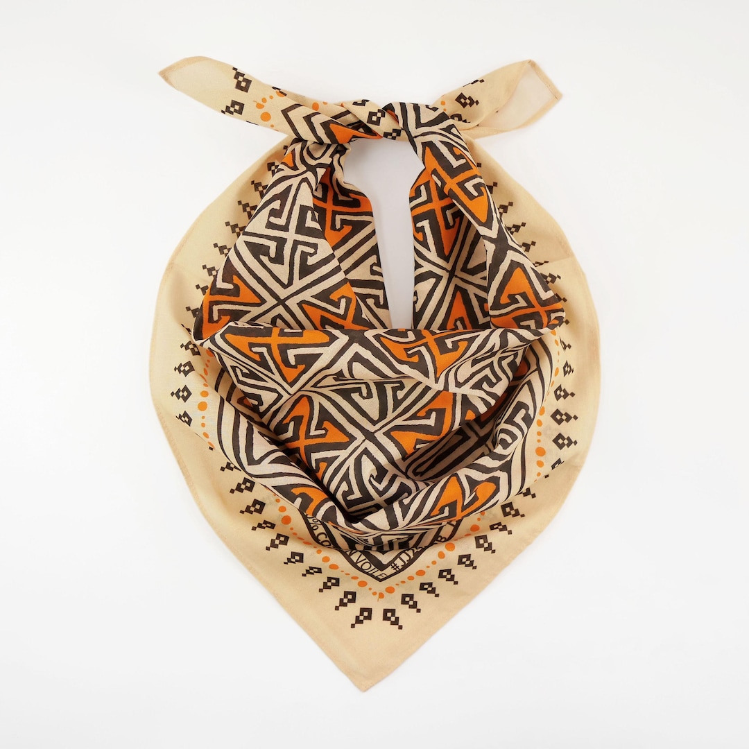 Ethnic Cotton Voile Bandana Original Design Tribal Print Soft Head Wrap ...