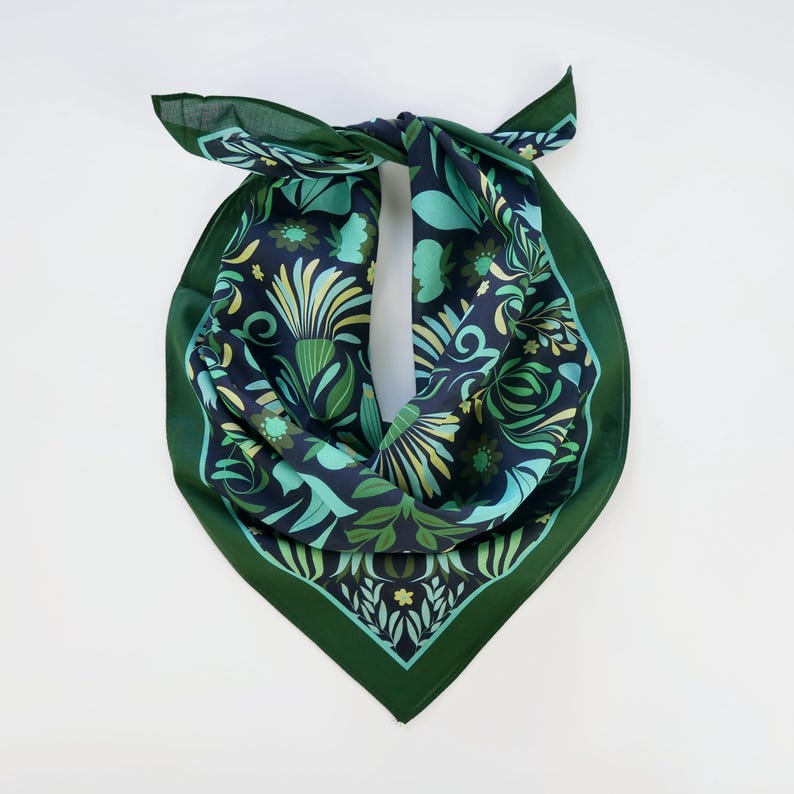 Pine Green Cotton Voile Floral Bandana Ethnic-inspired Art Mandala ...