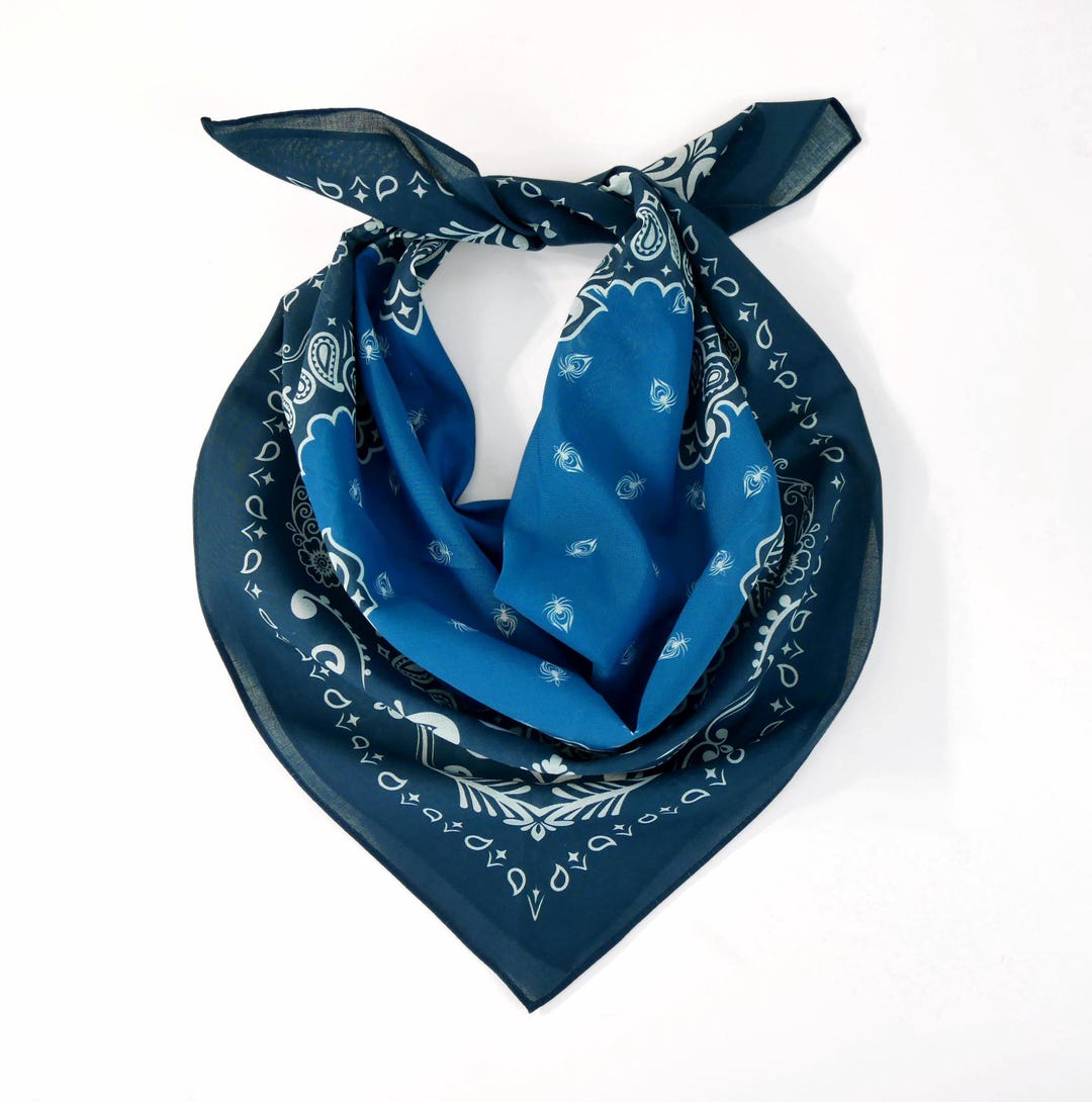 Teal Peacock Blue Two Tone Unique Cotton Voile Bandana Originally ...