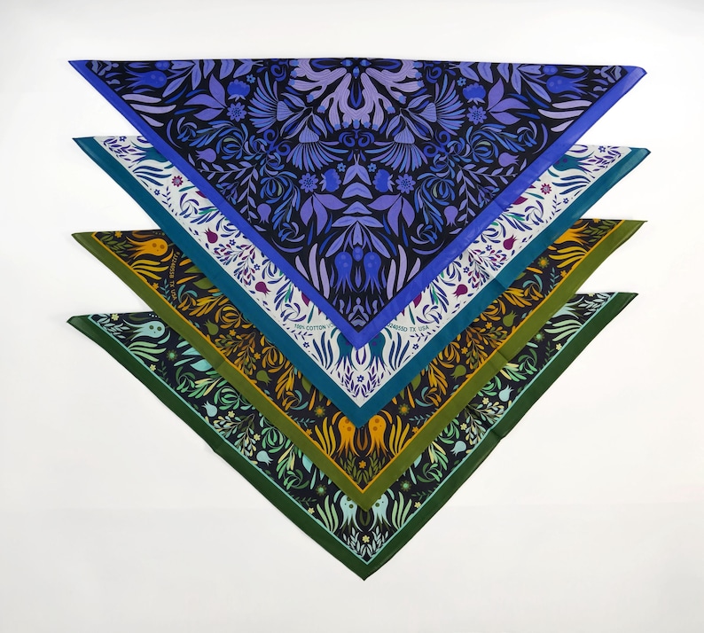 Pine Green Cotton Voile Floral Bandana Ethnic-inspired Art Mandala ...