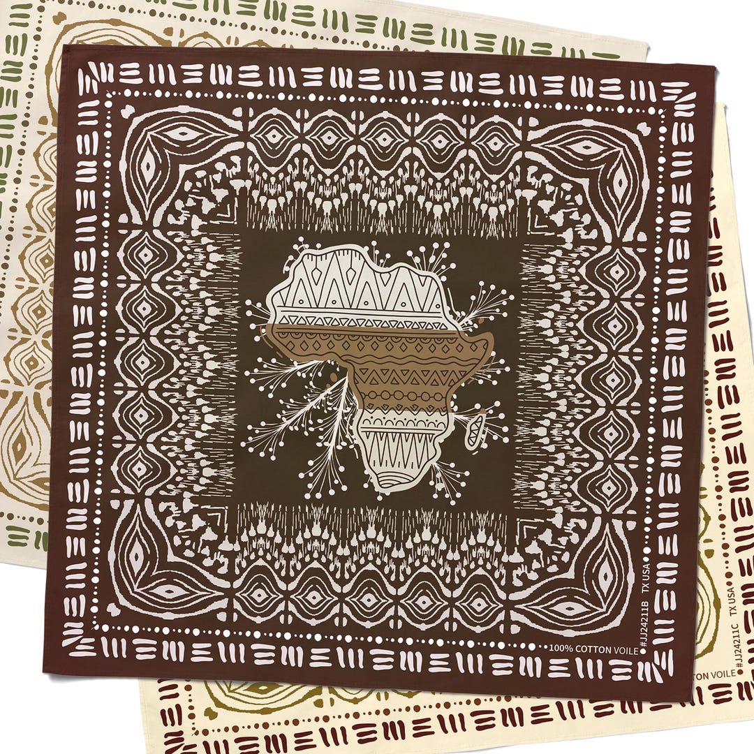 Ethnic African Map Unisex Cotton Bandana Original Design Soft Voile ...