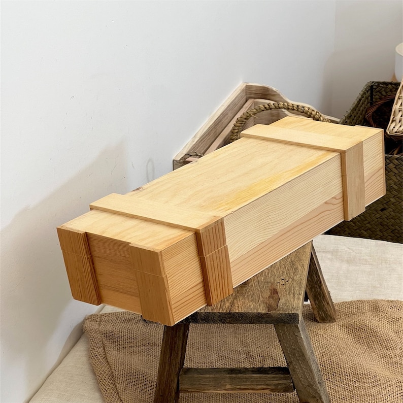 Handcrafted Solid Wood Long Box Artisan Wooden Rectangular Storage ...