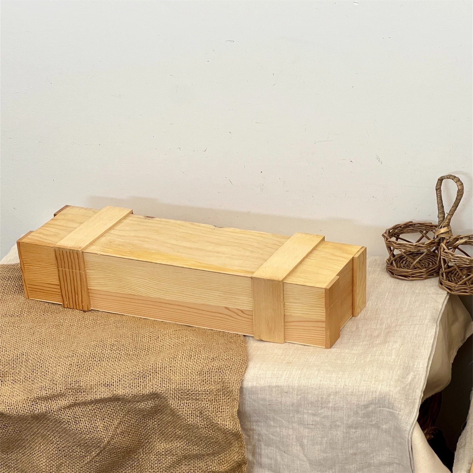 Handcrafted Solid Wood Long Box Artisan Wooden Rectangular Storage ...