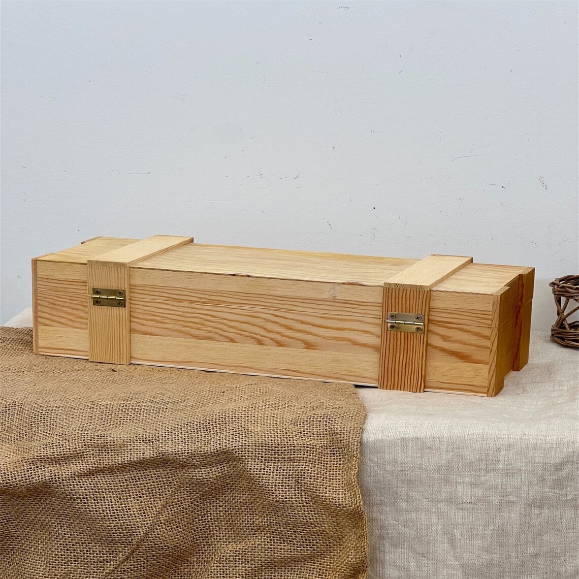 Handcrafted Solid Wood Long Box Artisan Wooden Rectangular Storage ...
