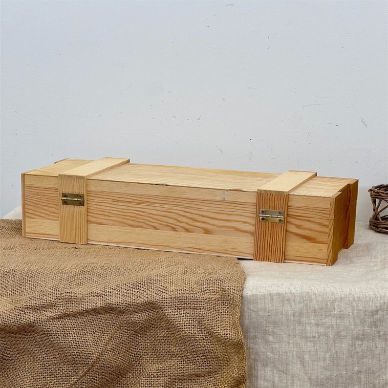 Handcrafted Solid Wood Long Box Artisan Wooden Rectangular Storage ...