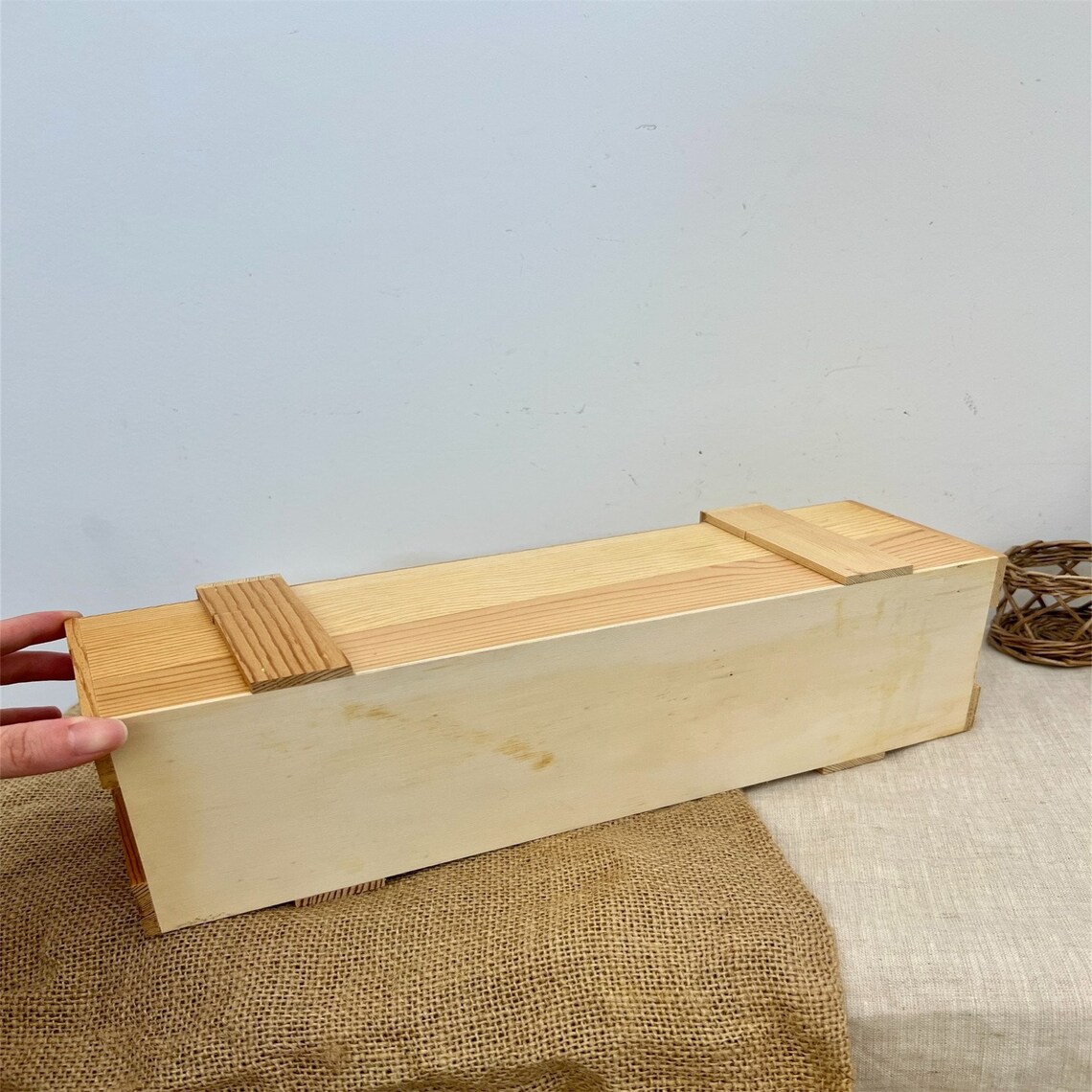 Handcrafted Solid Wood Long Box Artisan Wooden Rectangular Storage ...