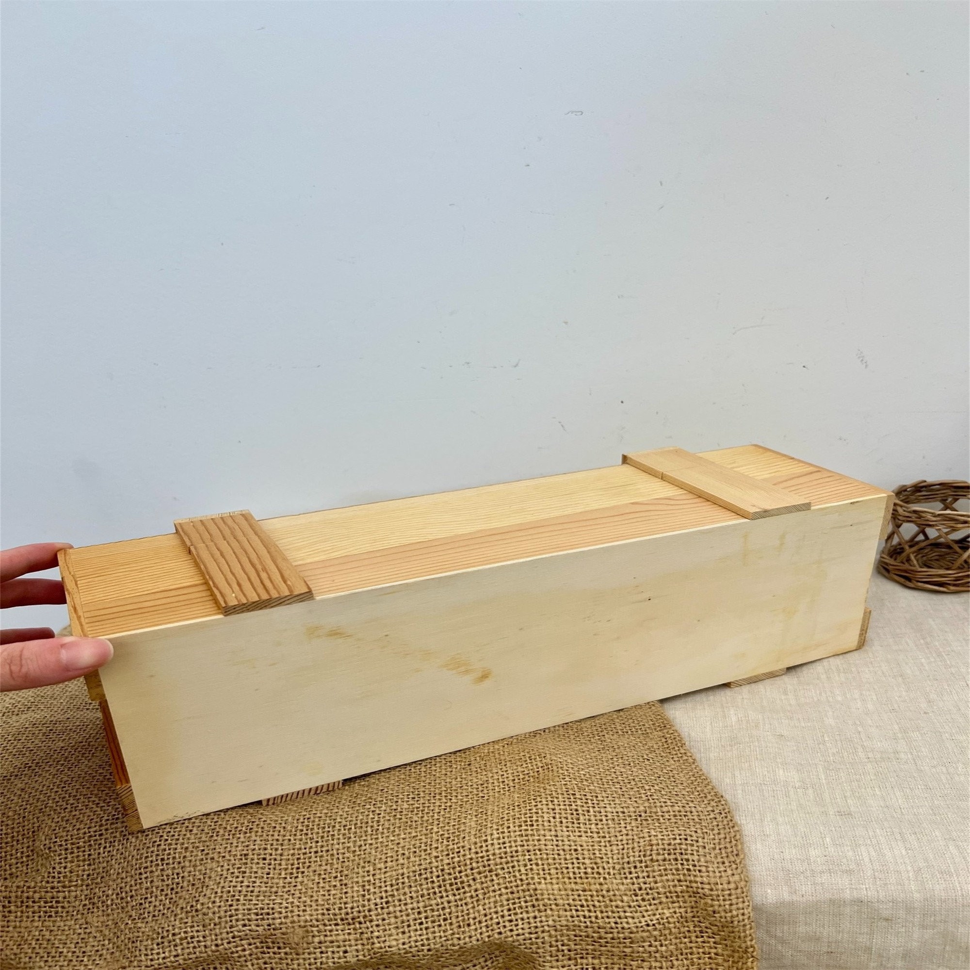 Handcrafted Solid Wood Long Box Artisan Wooden Rectangular Storage ...