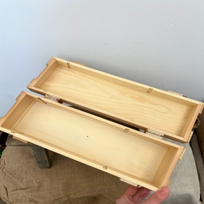 Handcrafted Solid Wood Long Box Artisan Wooden Rectangular Storage ...