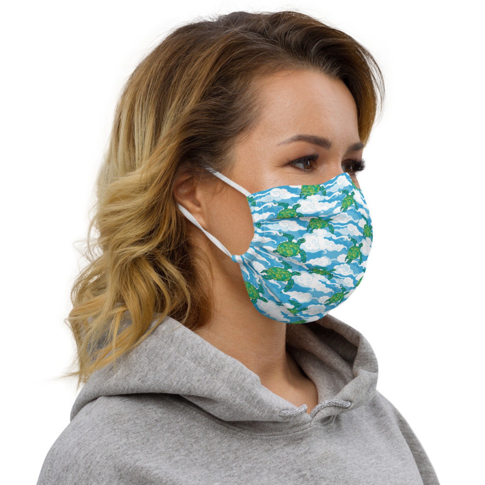 Phish Turtle Face Mask: Clouds Pattern, Adjustable, Reusable - Etsy