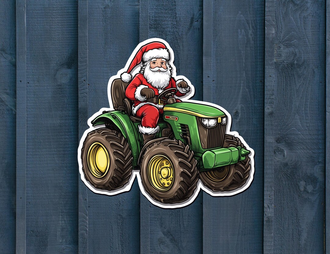 Santa Claus on Tractor Waterproof, Scratch-resistant, Matte 6 Cm X 5.8 ...