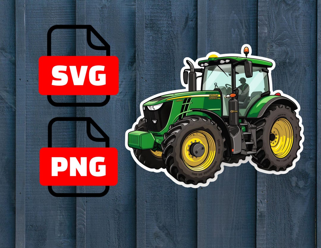 Farmhouse Digital Green Tractor Sticker - SVG PNG Files, Green Tractor ...
