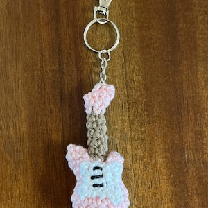 Crochet Guitar Keychain, Electric Guitar Keychain, Acoustic Guitar ...