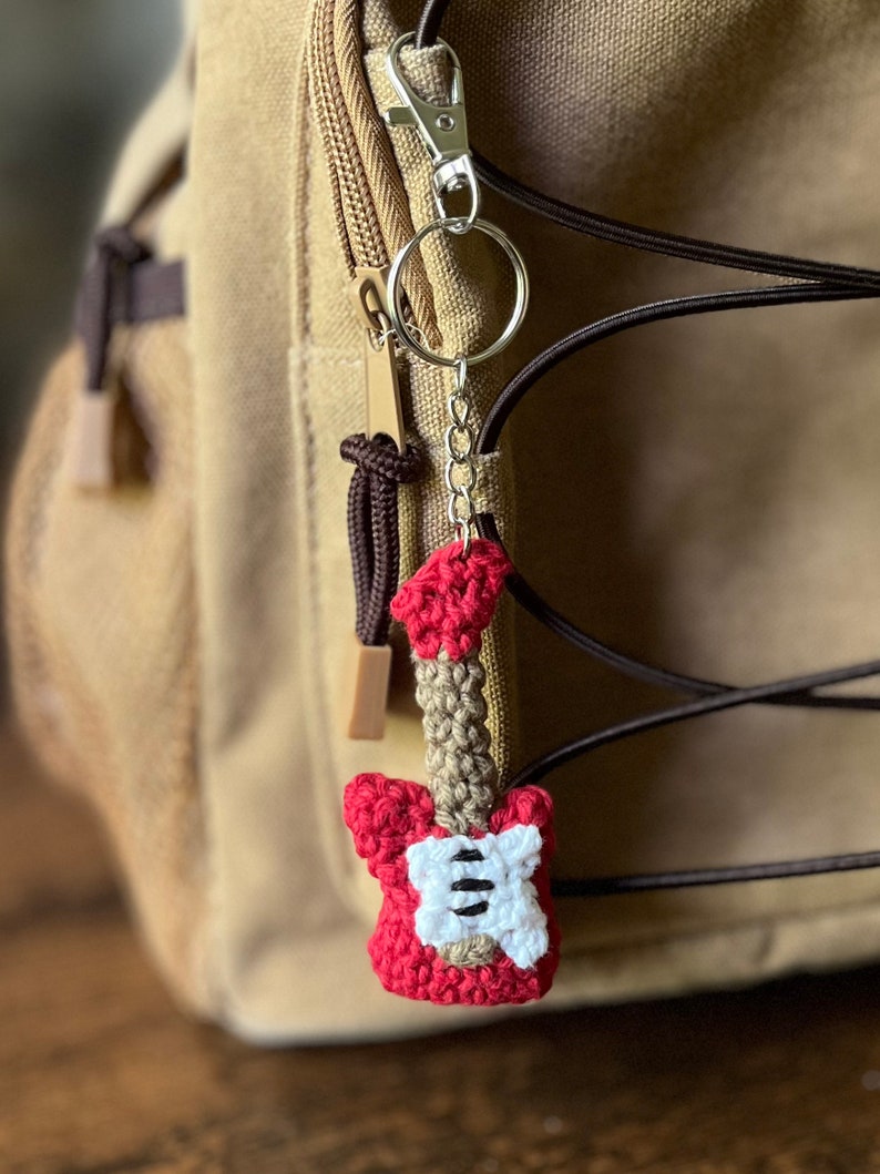 Crochet Guitar Keychain, Electric Guitar Keychain, Acoustic Guitar ...
