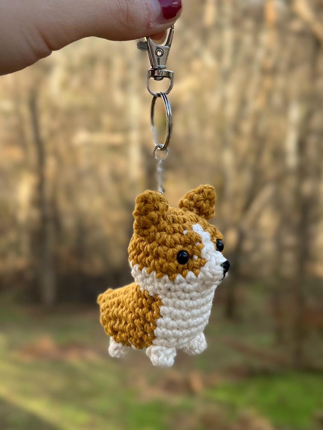 Crochet Dog Keychain, Corgi Keychain, Corgi Ornament - Etsy