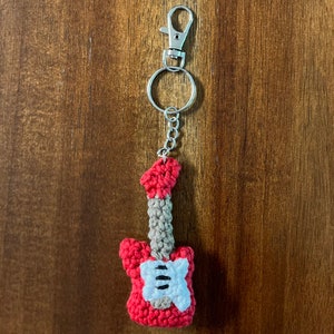 Crochet Guitar Keychain, Electric Guitar Keychain, Acoustic Guitar ...