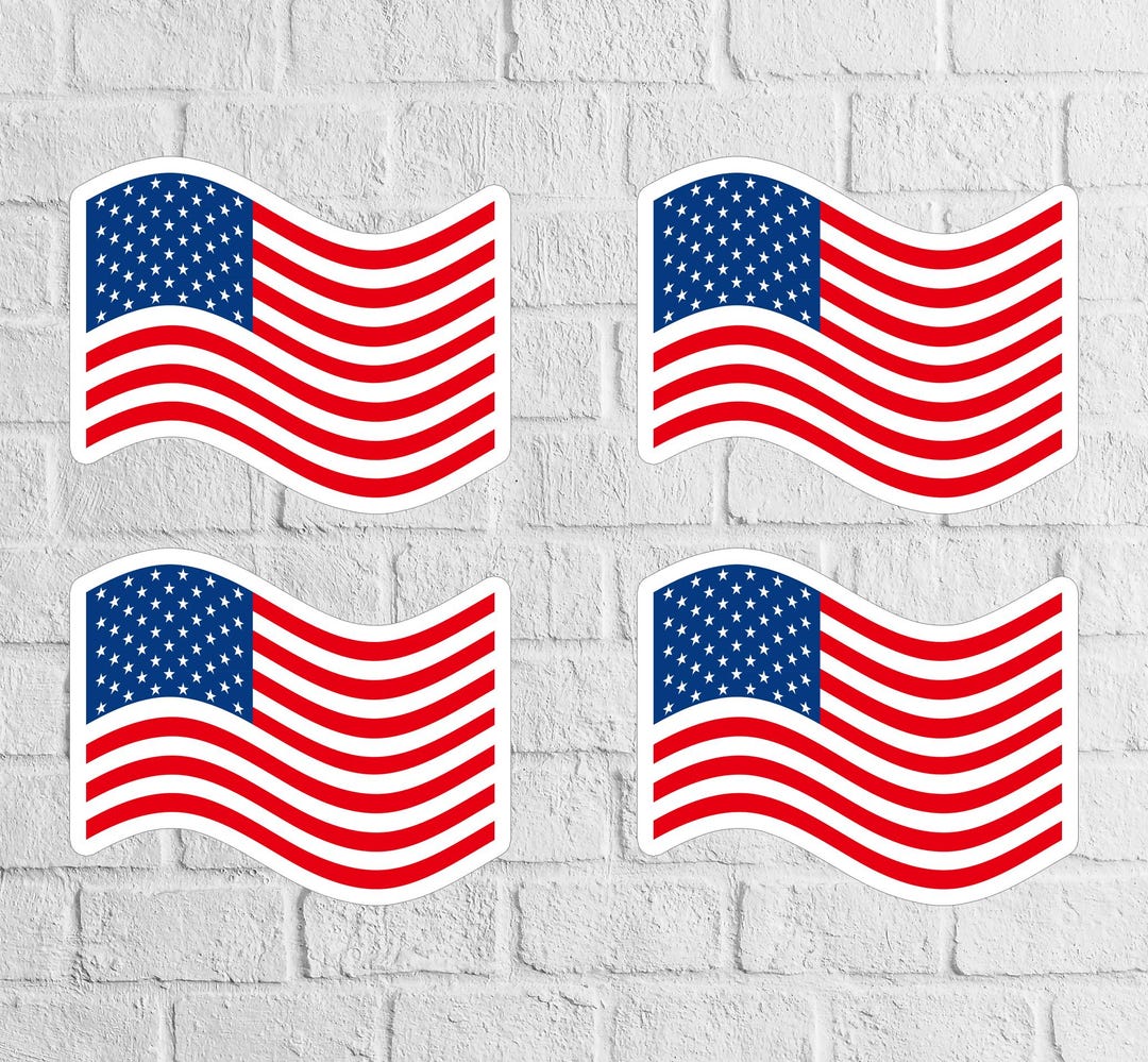 Waving American Flag Stickers: Patriotic USA Decals - Set of 4 - Etsy