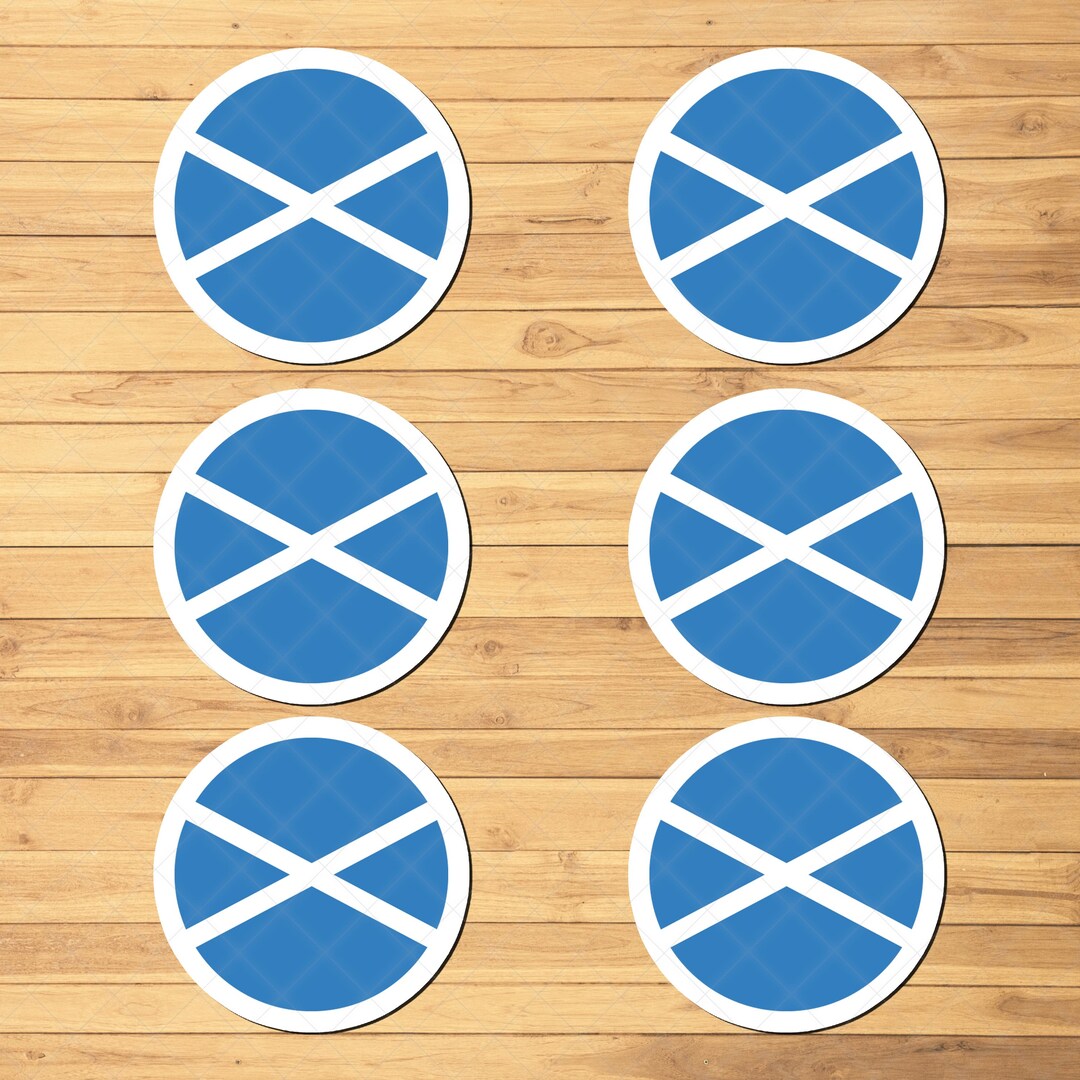 Scotland Flag Sticker Set - 6 Round Vinyl Decals - Saint Andrew's Cross ...