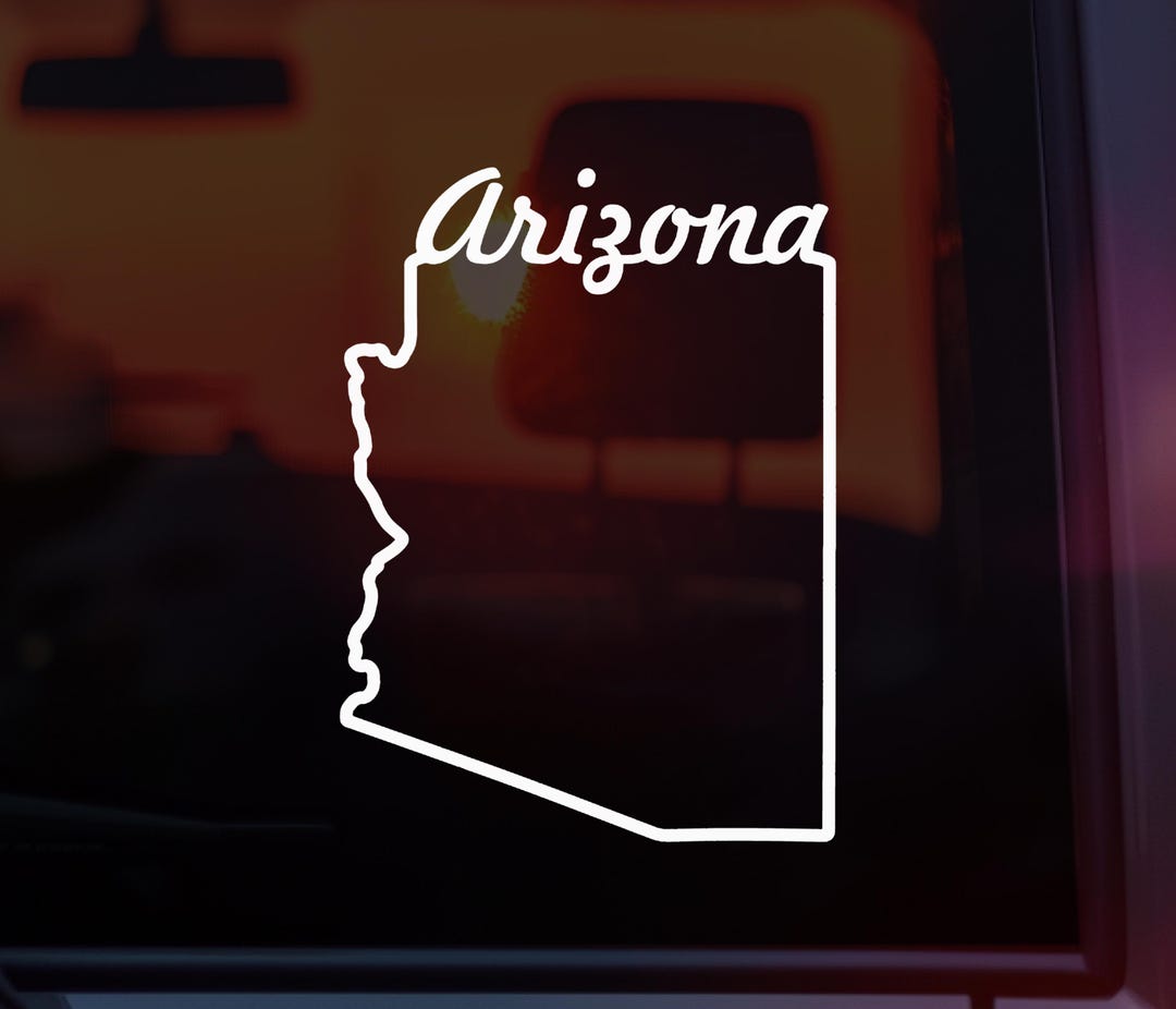 Arizona State Outline Decal: Handmade Vinyl Sticker for Car, Laptop ...