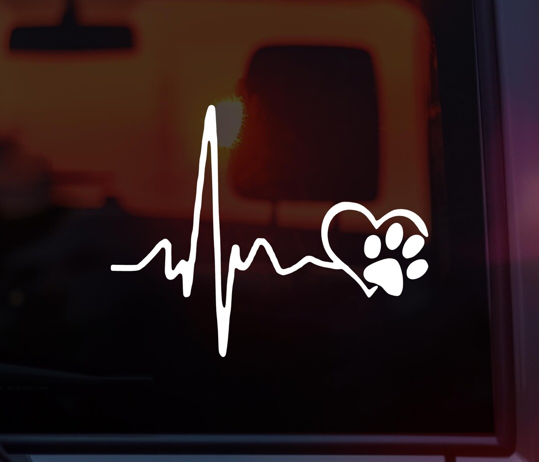Heartbeat Paw Print Vinyl Decal - Pet Lover Car Sticker - Etsy