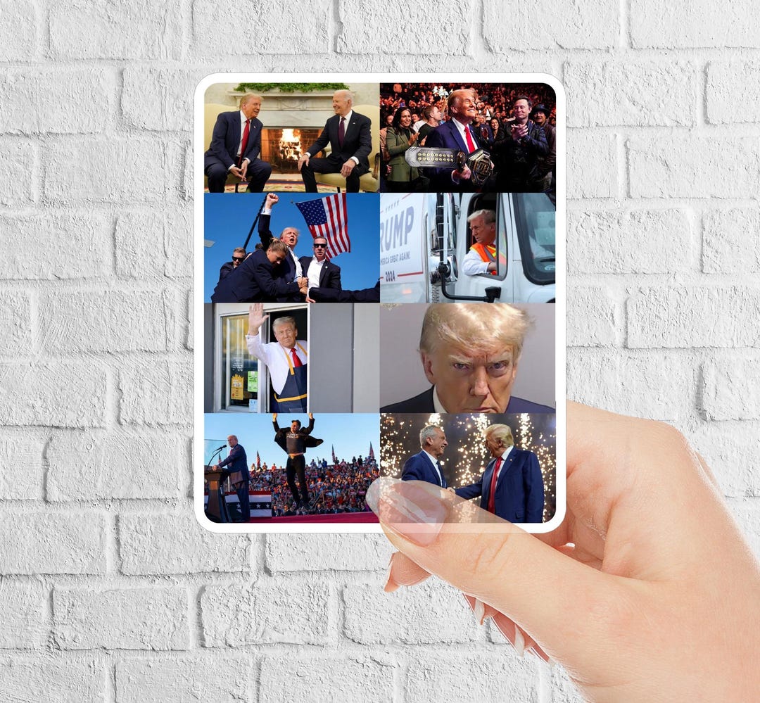Donald Trump Iconic Moments Photo Collage Vinyl Sticker (3.2 X 4 INCHES ...