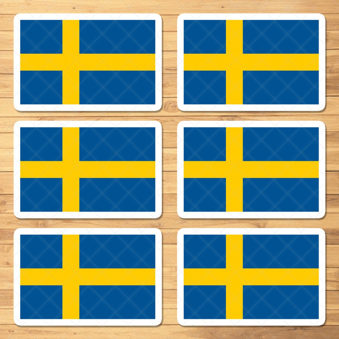 Set of 6 - Swedish Flag Vinyl Stickers - Sweden Flag Decals for Laptops ...