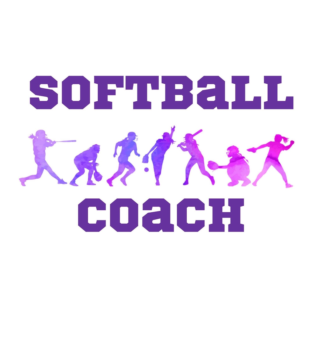 Softball Coach PNG | Coaches Gift | Watercolor Softball Silhouettes ...