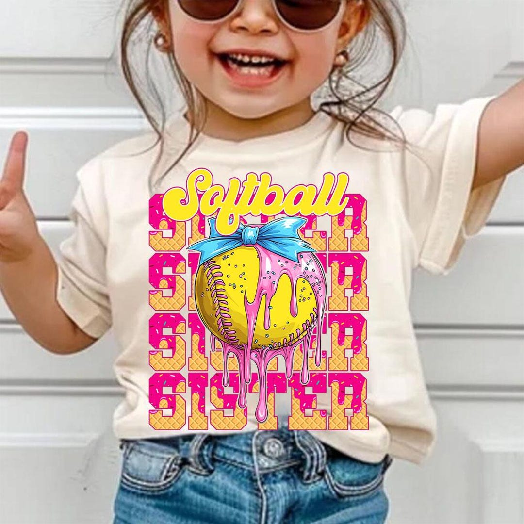 Softball Sister Drip Png, Softball Ice Cream Drip Png, Sister Softball ...