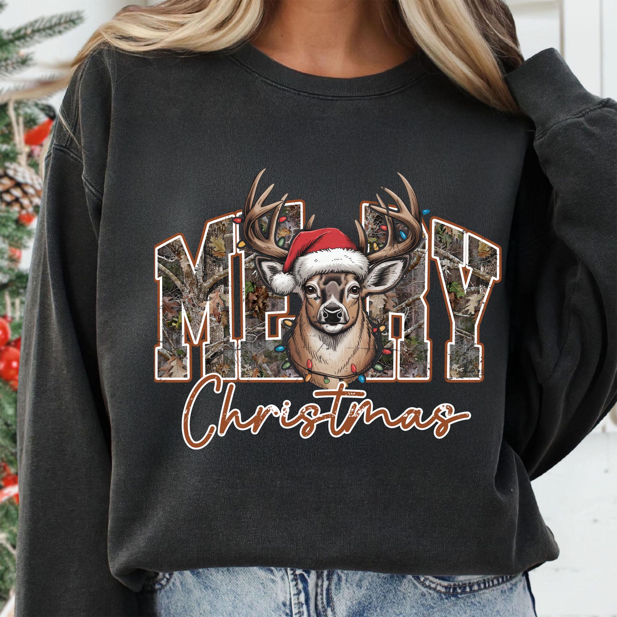 Christmas Deer Hunting Camo PNG, Merry Christmas Deer Head Sublimation ...