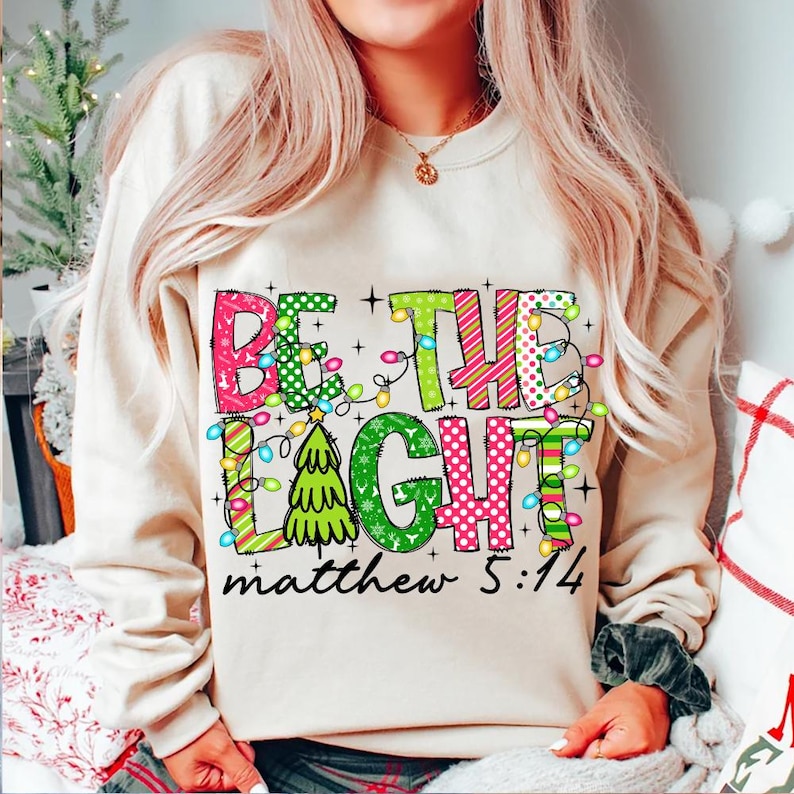 Be the Light Christmas Png, Bright Color Christmas Sublimation Design ...