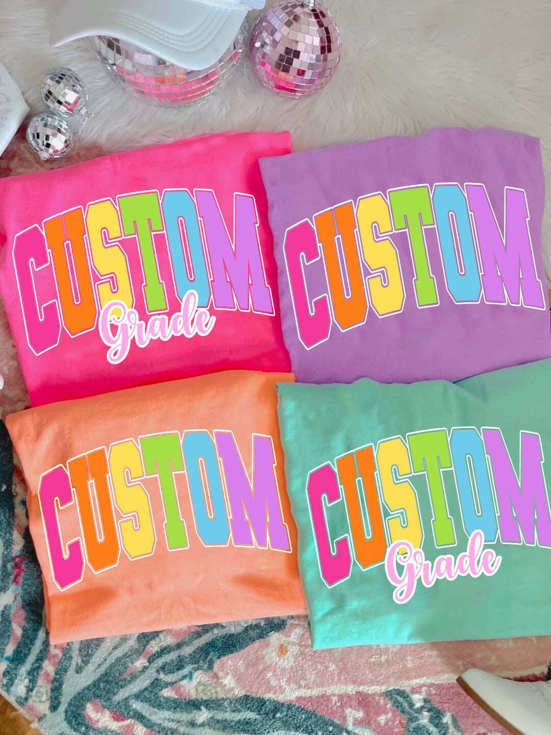 Retro Custom Back to School PNG Neon Distressed, Custom School Grades ...