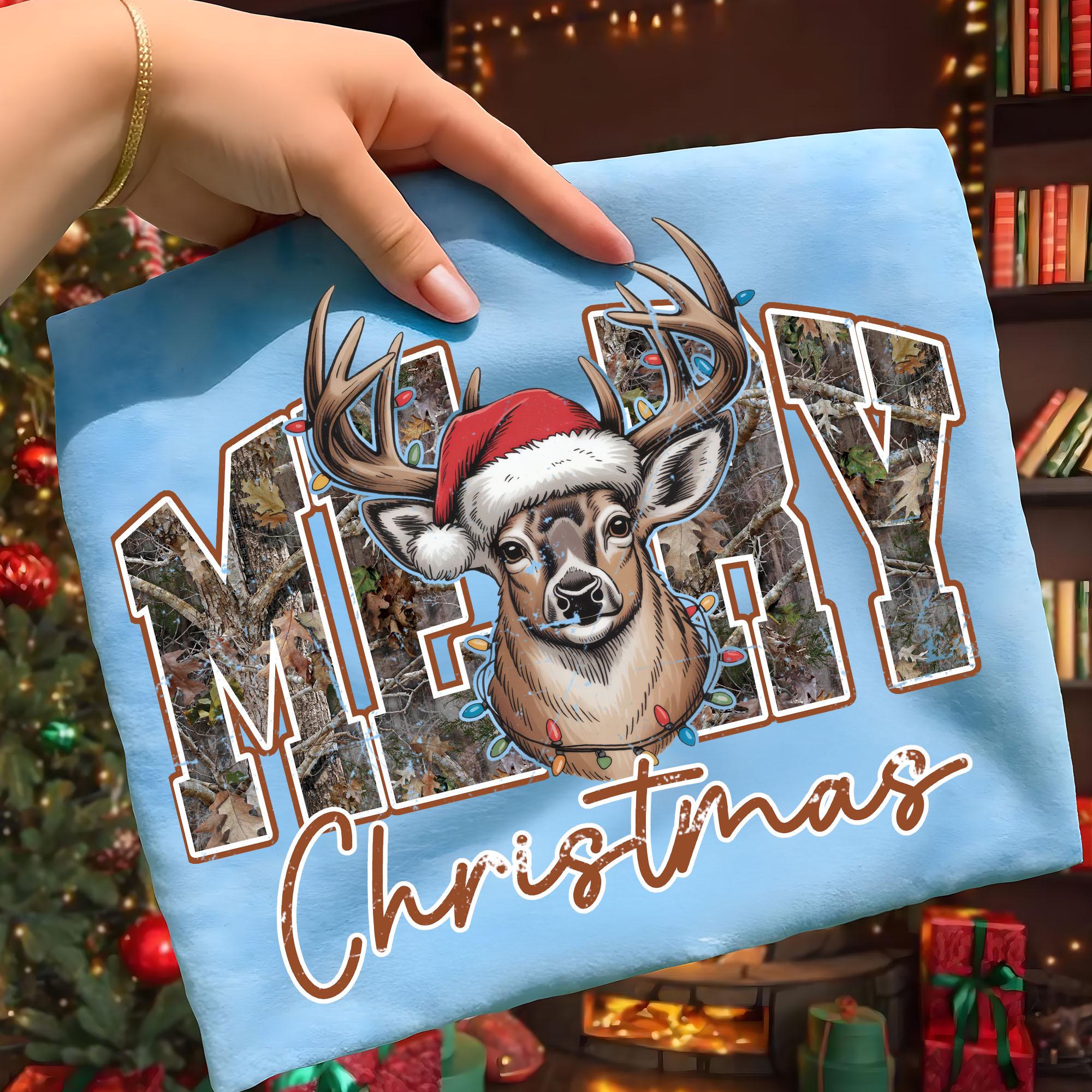 Christmas Deer Hunting Camo PNG, Merry Christmas Deer Head Sublimation ...
