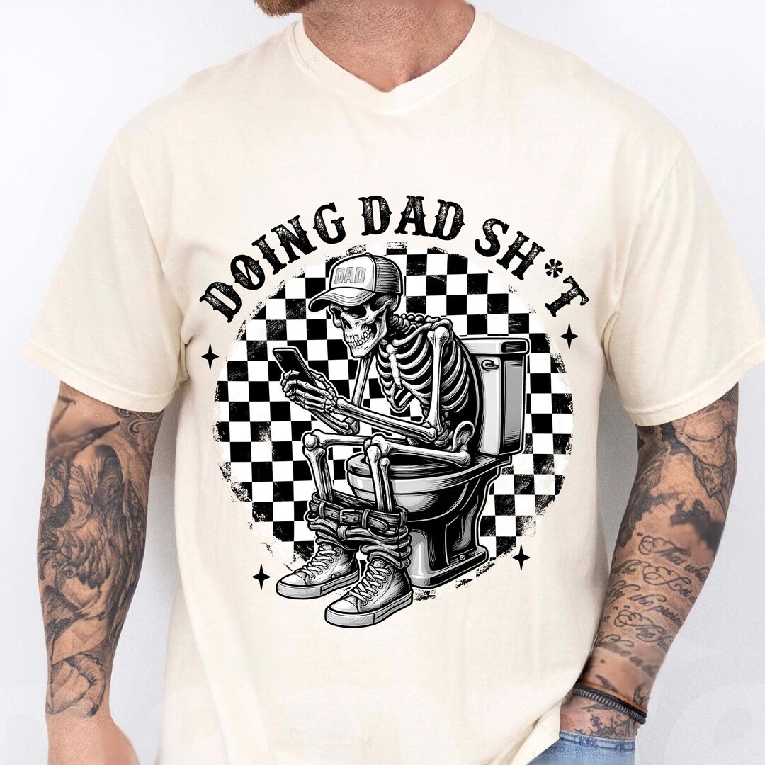 Doing Dad Shit PNG, Funny Skeleton Toilet Checkered Sublimation Design ...