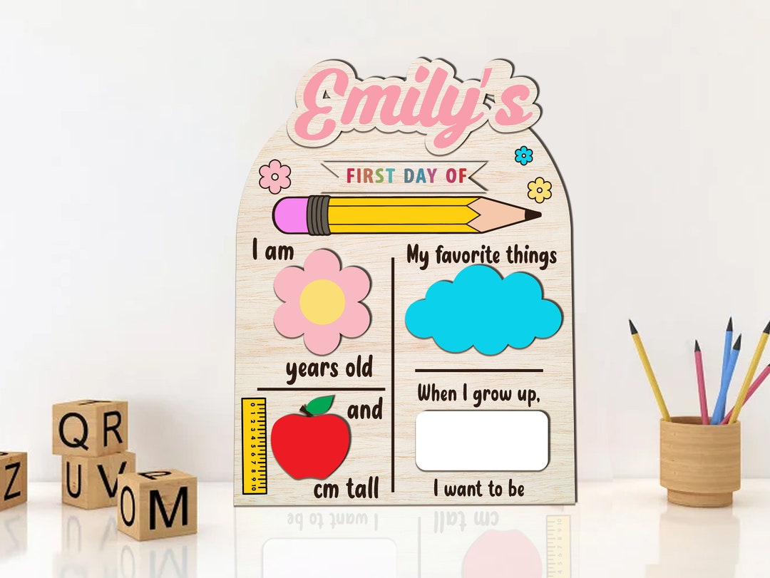 Personalized Back to School Sign, First Day of School Sign, Reusable ...