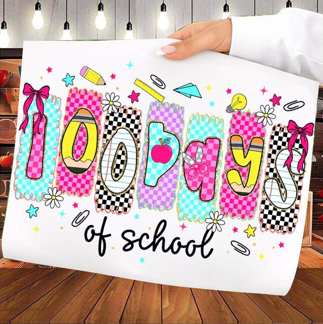Preppy Coquette 100 Days of School Glitter Png, Coquette Pencil Bow ...