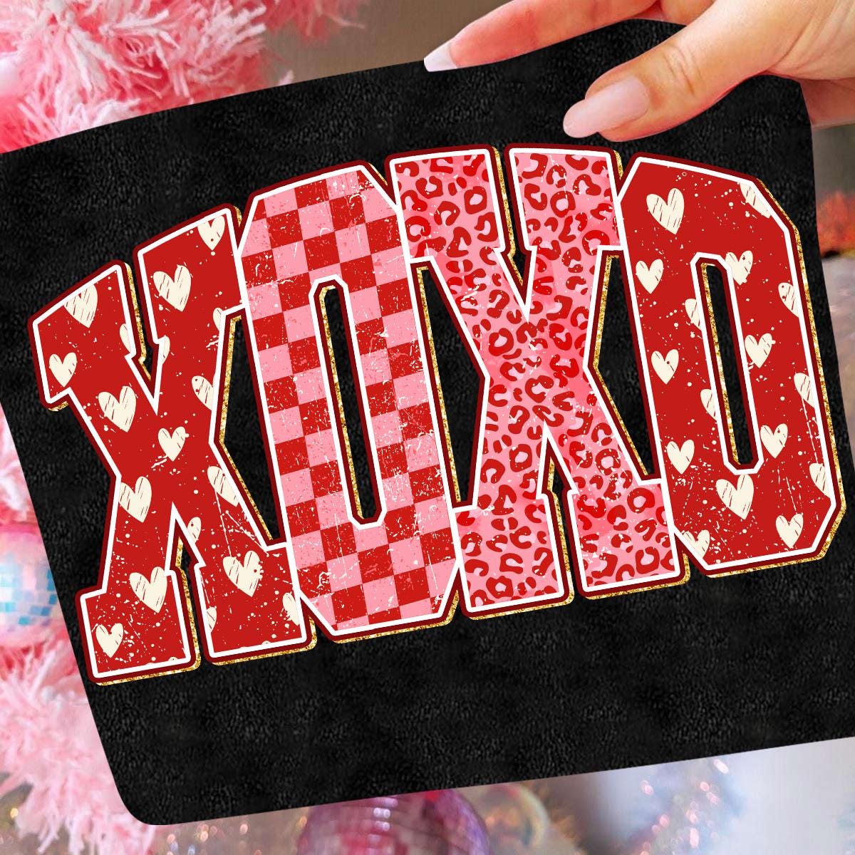 Preppy XOXO Valentine Glitter Png, Mama Valentine Png, Leopard ...