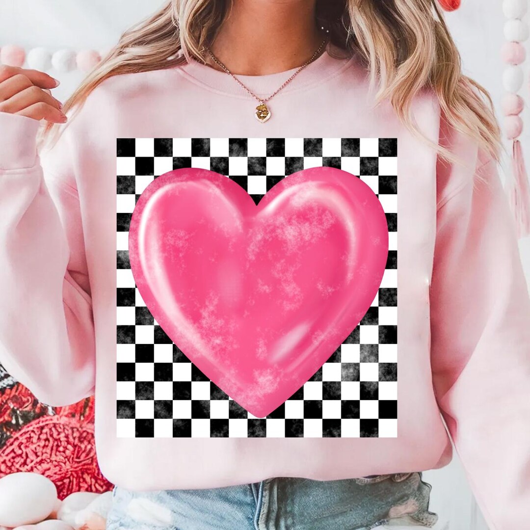 Retro Checkered Valentines Heart Png, Coquette Valentines Day Heart PNG ...