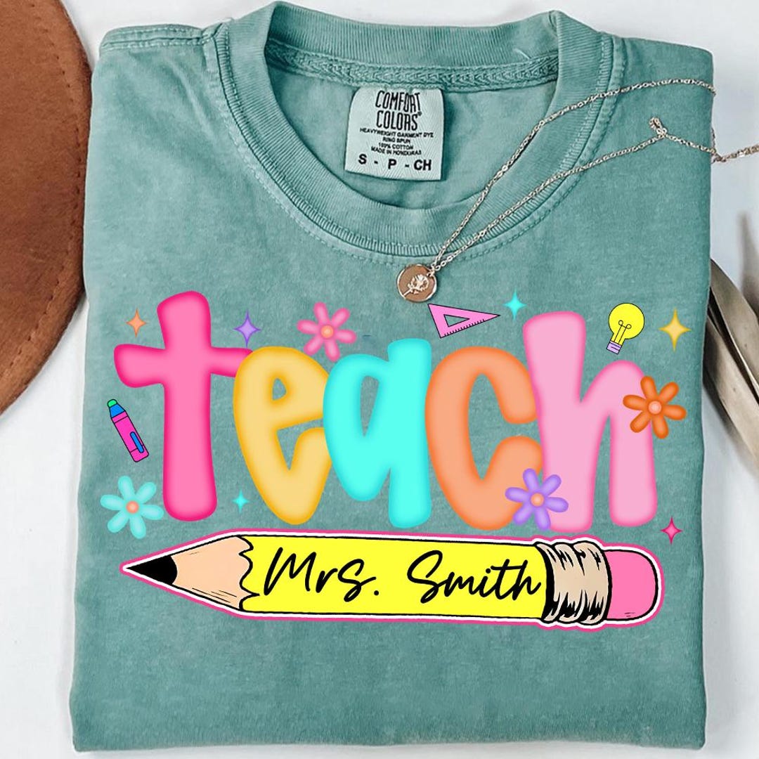 Preppy Teacher Pencil Png, Custom Teacher Name Png, Preppy Teach Love ...