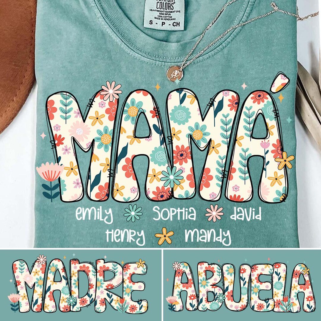 Preppy Spanish Mama Floral Glitter Bundle Png, Floral Madre Abuela With ...