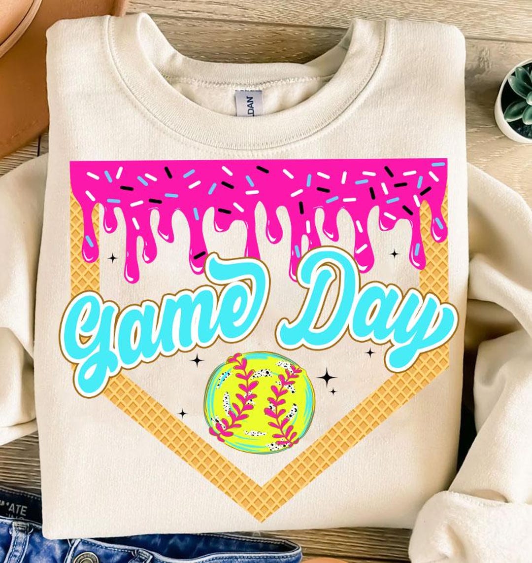 Game Day Softball Drip Png, Softball Ice Cream Drip Png, Softball Png ...