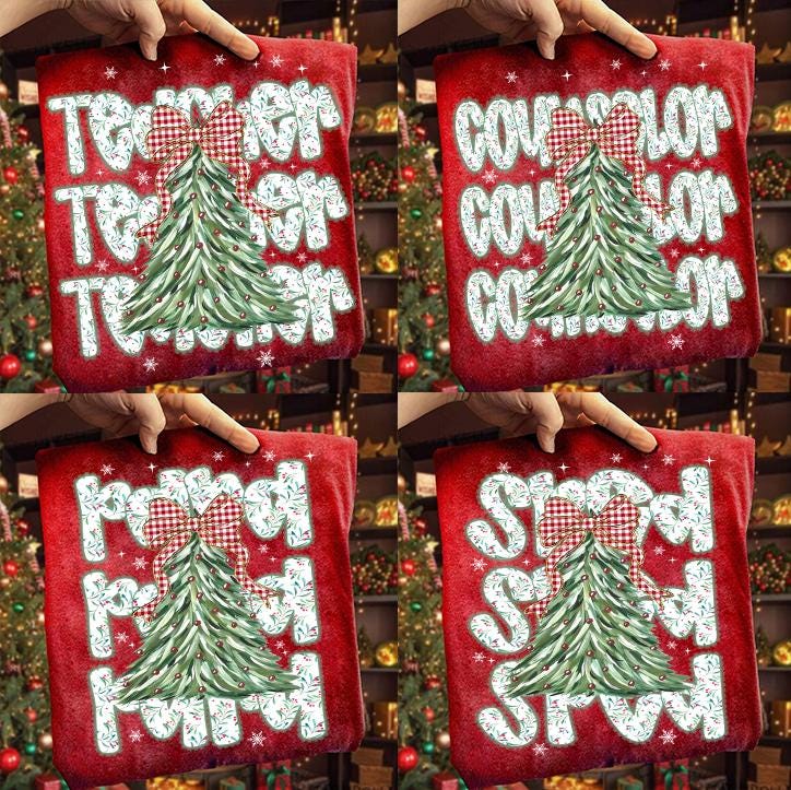 Coquette Merry Christmas Teacher Bundle Png, Preppy Christmas Para/sped ...