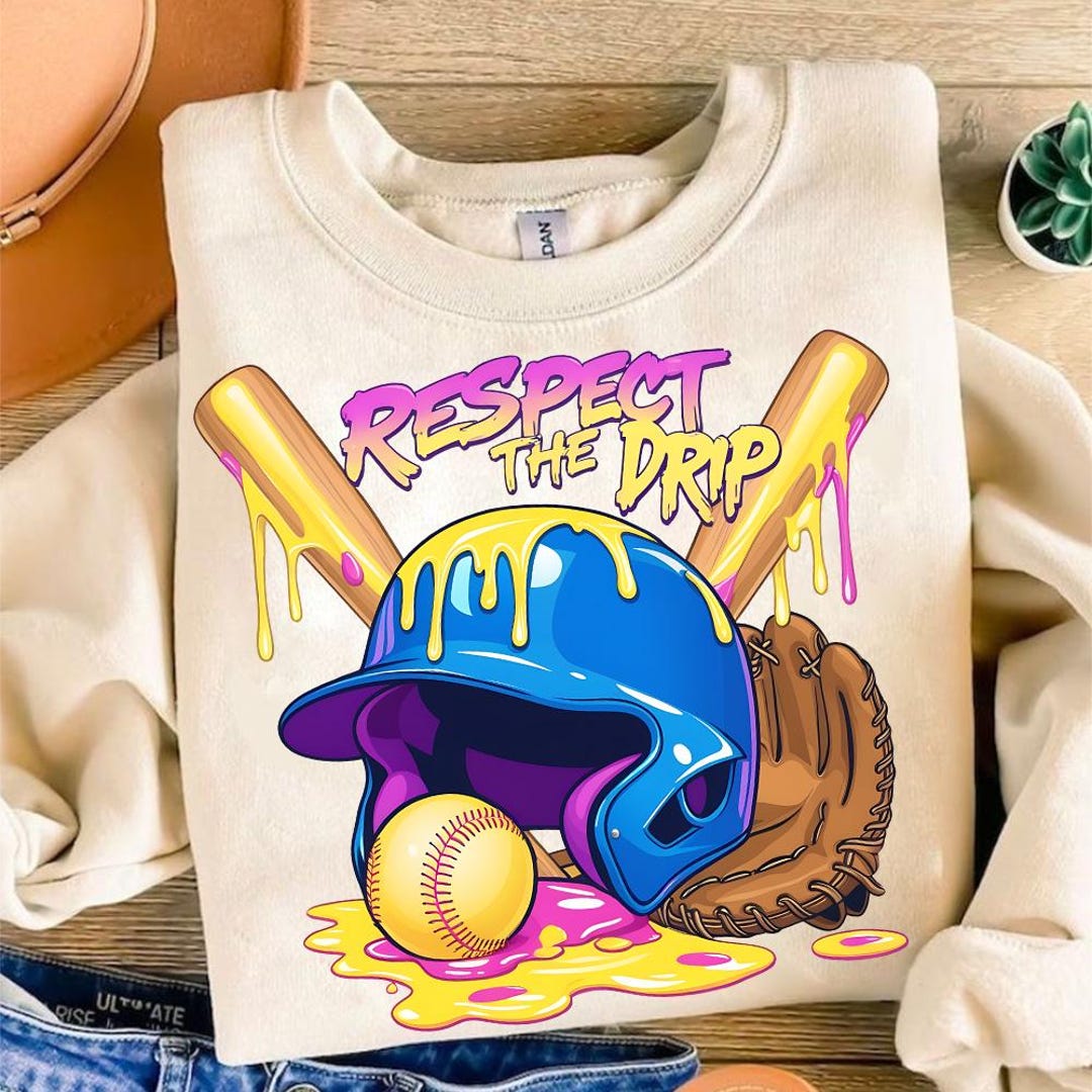 Respect the Drip Softball Png, Softball Drip PNG, Softball T-shirt ...