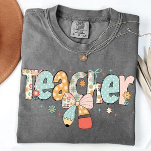 Preppy Teacher Back to School Floral PNG, Coquette Teacher First Day of ...