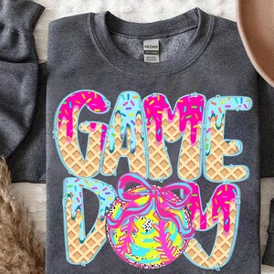 Softball Game Day Drip Png, Preppy Softball Ice Cream Drip Png, Mama ...