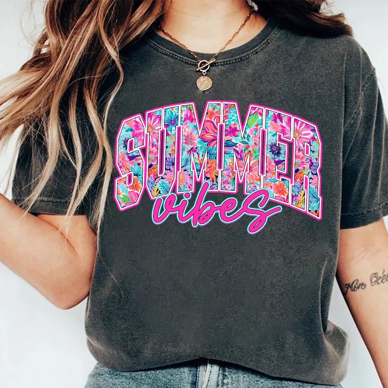 Preppy Summer Vibes Png, Retro Floral Summer Png, Summer Brushstroke ...