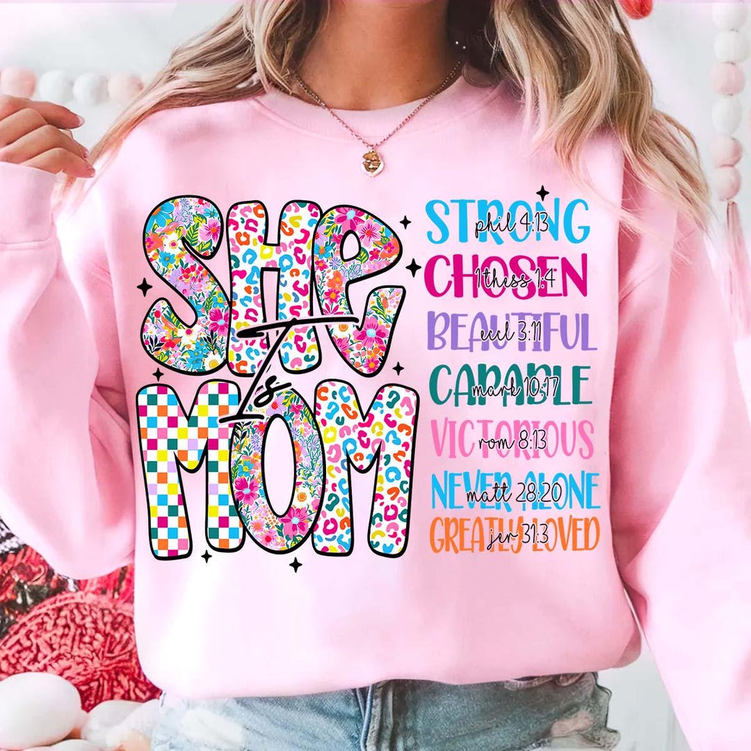 Preppy She is Mom Floral Png, Retro Mom Png, Christian Png, Mom Life ...