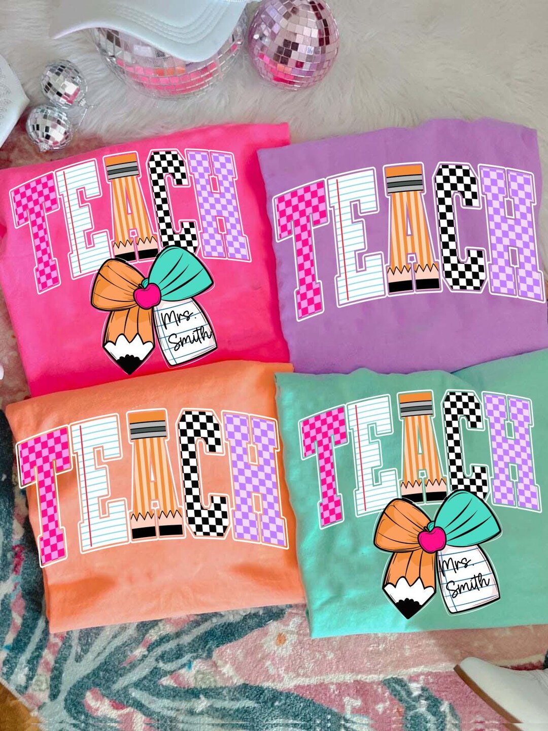 Retro TEACH Checkered PNG, Teacher Back to School PNG Distressed ...