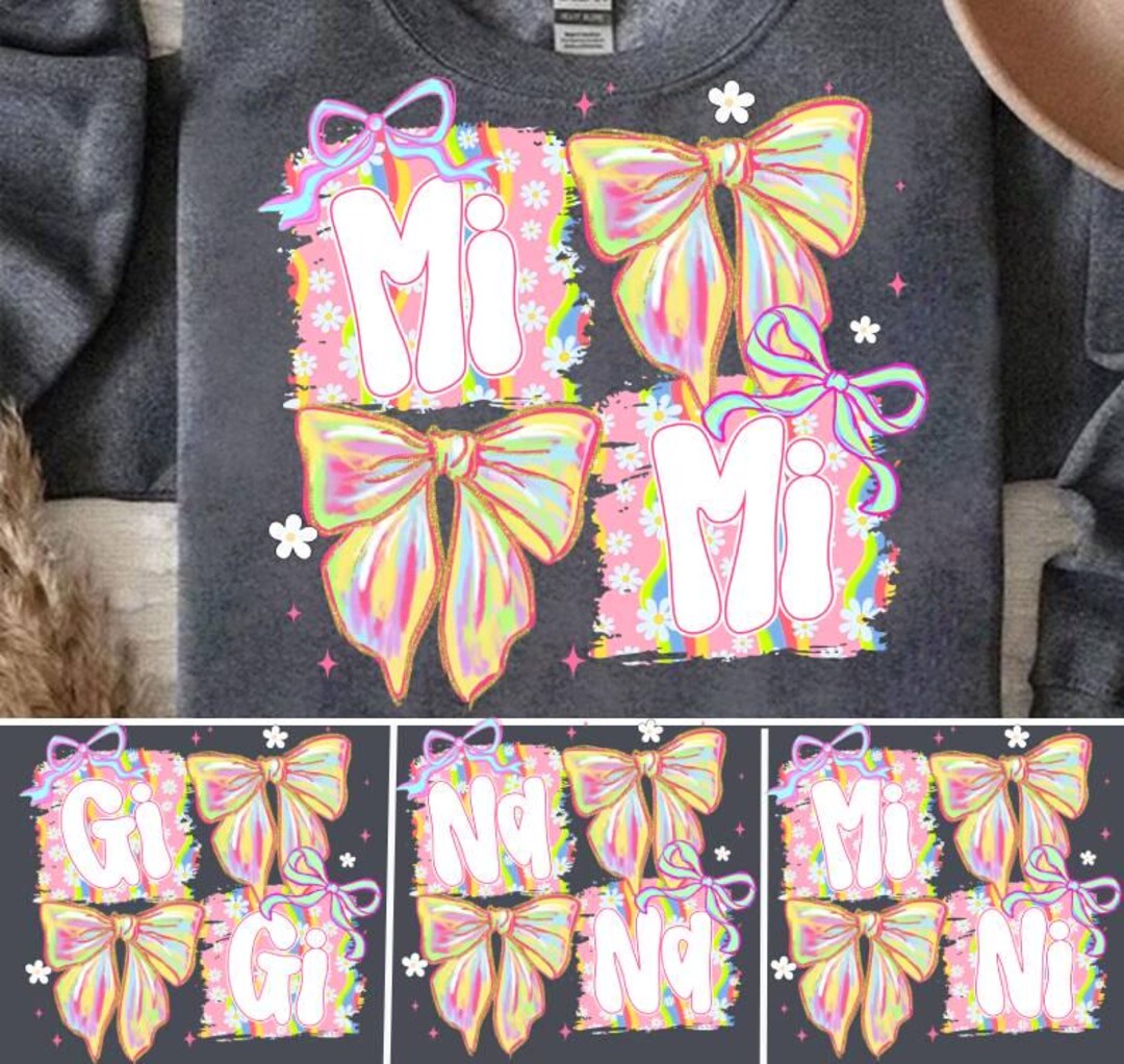 Coquette Mimi Nana Gigi Floral Brushstoke Glitter Bow Bundle, Nana ...